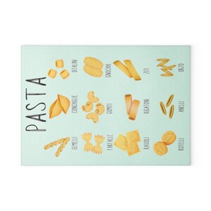 Italian Gifts, Pasta Chart, Pasta Types Glass Cutting Board for Italian ...