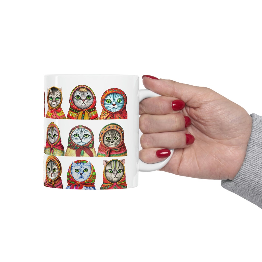 Babushka Cats, Polish Gifts, Adorable Ceramic Mug 11oz for Your Cat ...