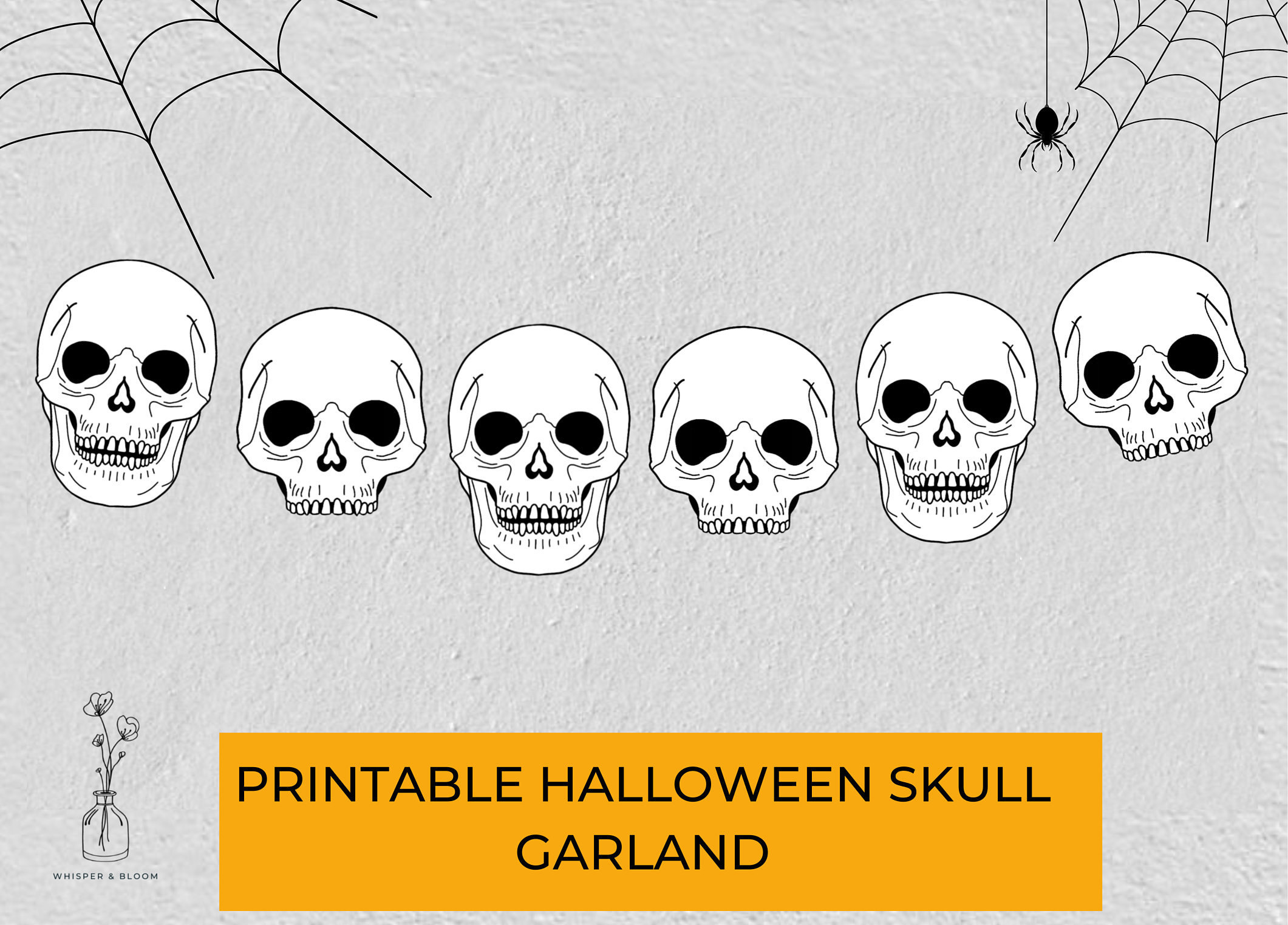 Halloween Skull Garland Halloween Printable Decorations Skull Bunting ...