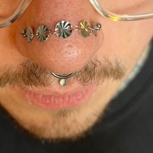 Sequin Stainless Steel Nose Chain: Double Nostril Piercing Jewelry - Etsy
