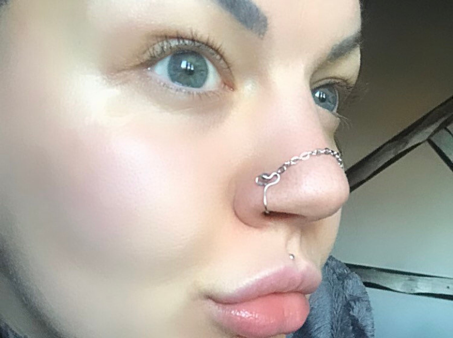 FAKE Nose Chain Silver Nose Chain Nose Chain Nostril Chain - Etsy