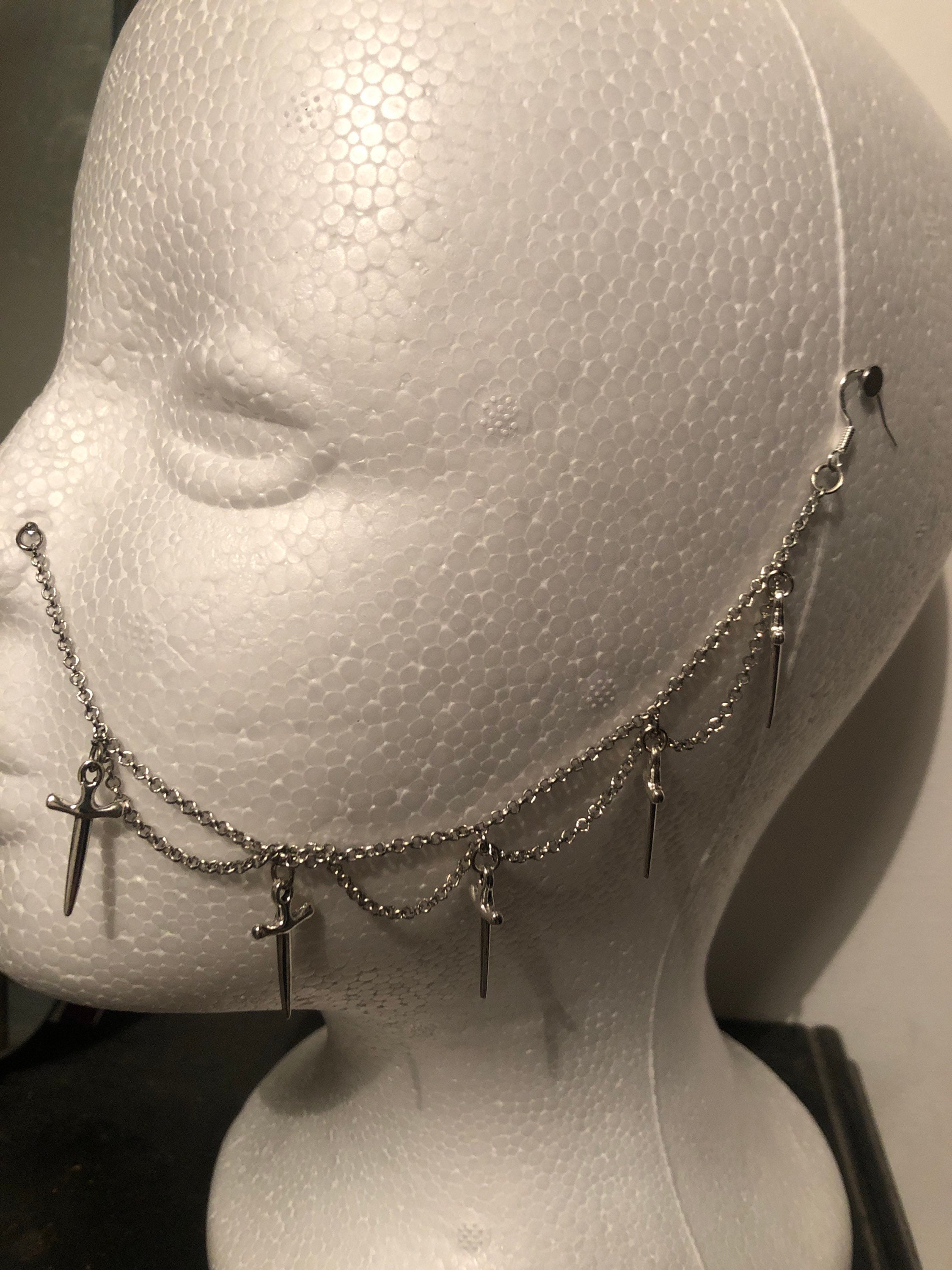 Dagger Nose/septum to Ear Chain Nose to Ear Chain Septum to - Etsy