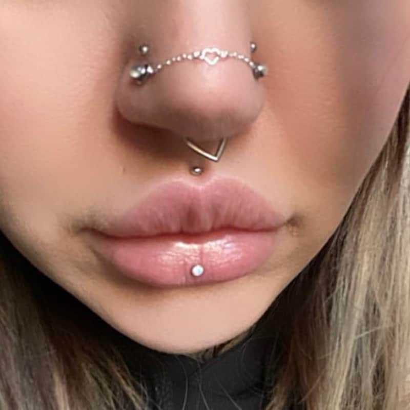 Nose Piercing Heart Chain - Etsy