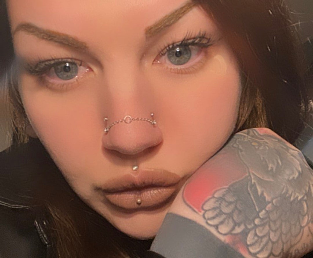 Dainty O Ring Nose Chain, Nose Piercing Chain, Nostril Chain, Nose ...