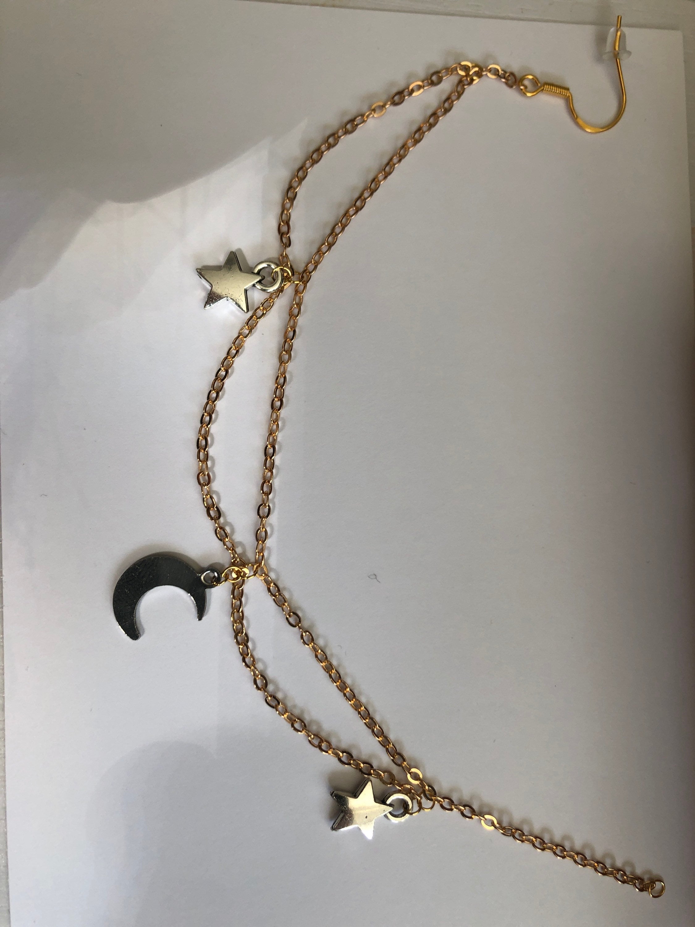 Nose to ear chain septum to ear chain moon and star | Etsy