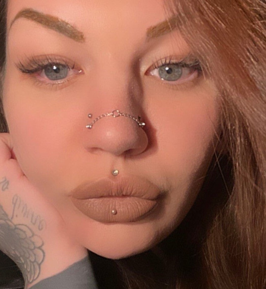 Dainty O Ring Nose Chain, Nose Piercing Chain, Nostril Chain, Nose ...