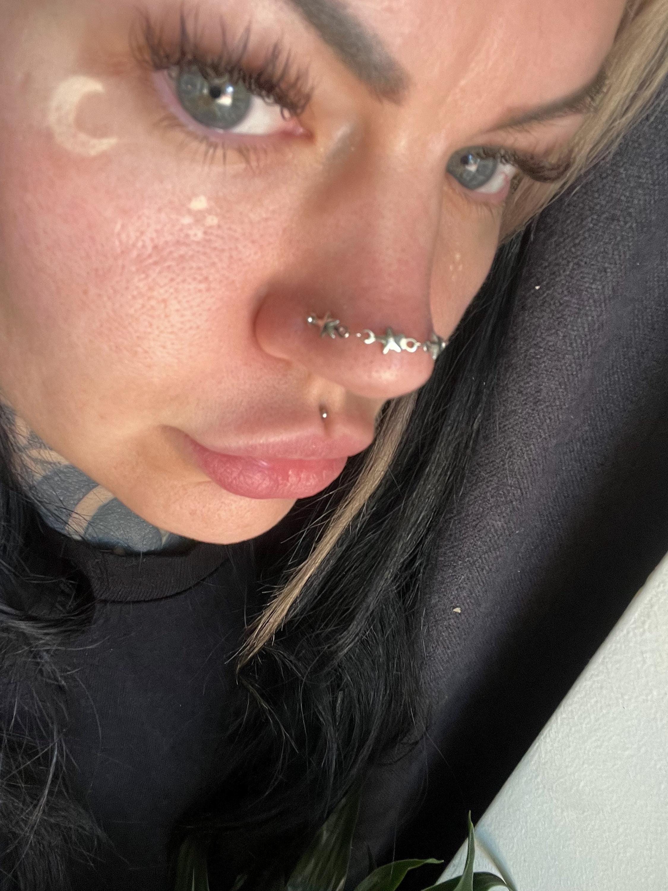 Stainless Steel Silver Star Nose Chain: Double Nostril Piercing Jewelry ...