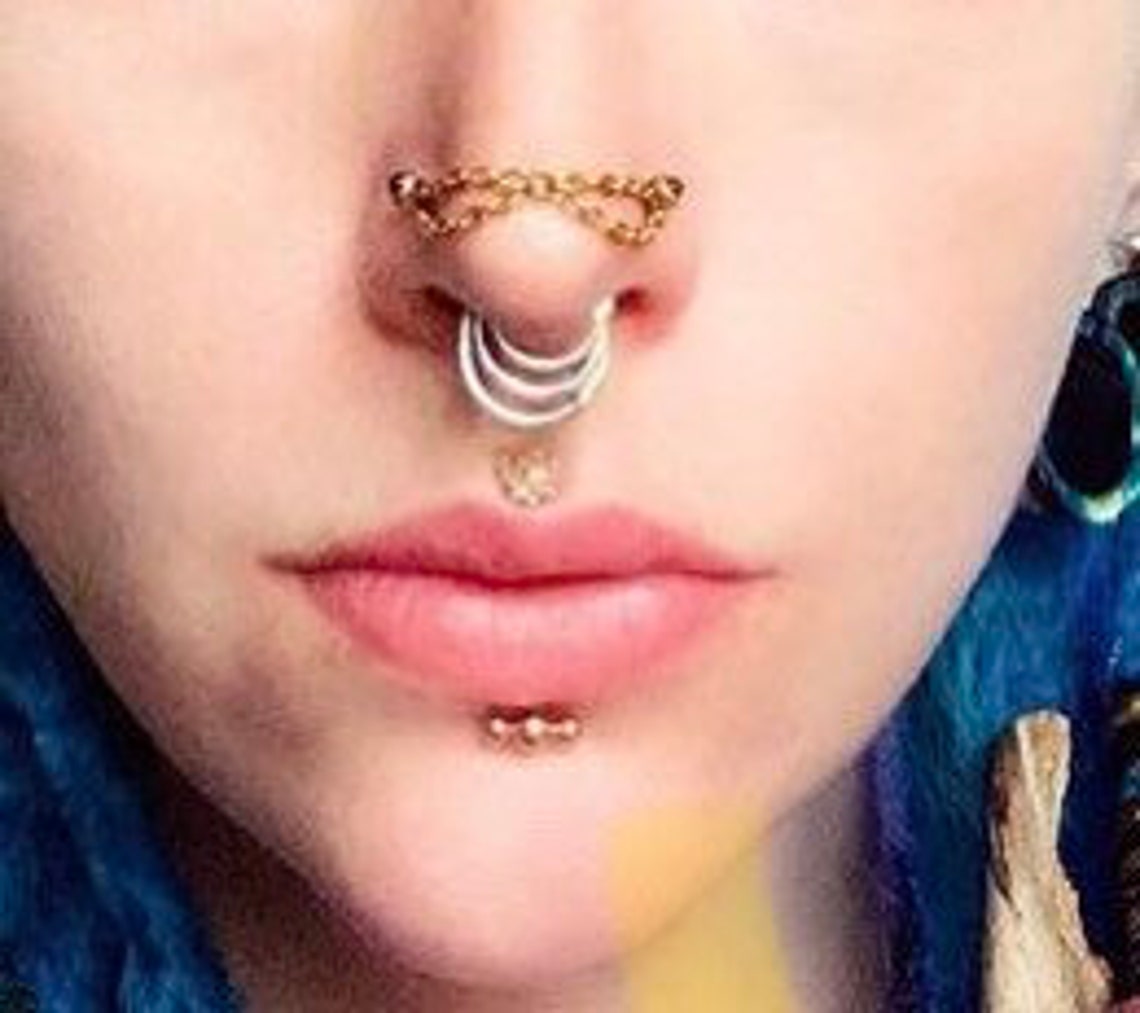 Hanging nose chain Nose chain nostril chain Piercing chain | Etsy