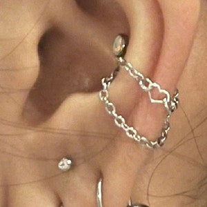 Heart Conch Piercing Chain: Stainless Steel Ear Jewelry - Etsy UK