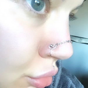 FAKE Nose Chain, Silver Nose Chain, Nose Chain, Nostril Chain, Nose ...