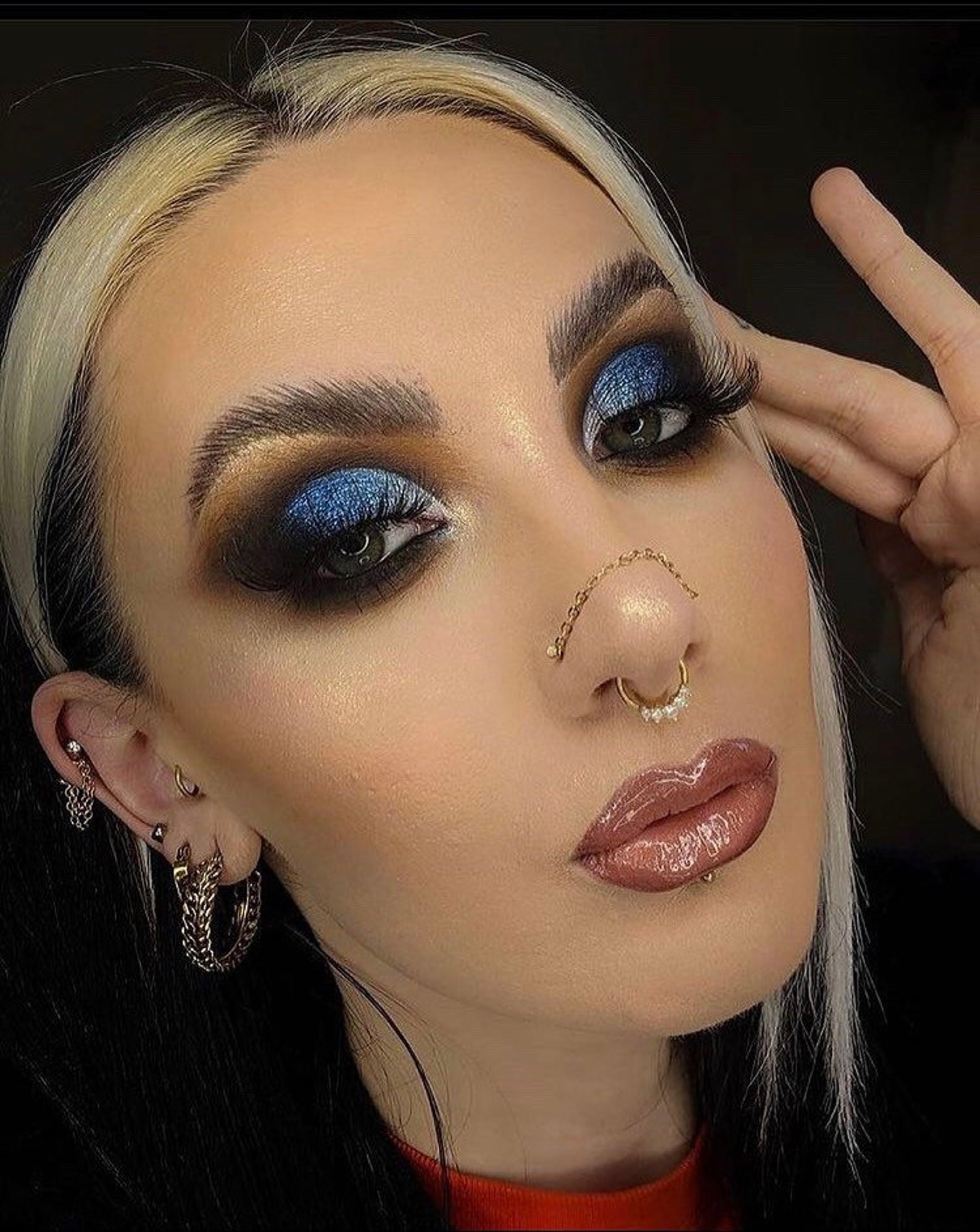 Gold stainless steel Nose chain for double/paired nostril | Etsy