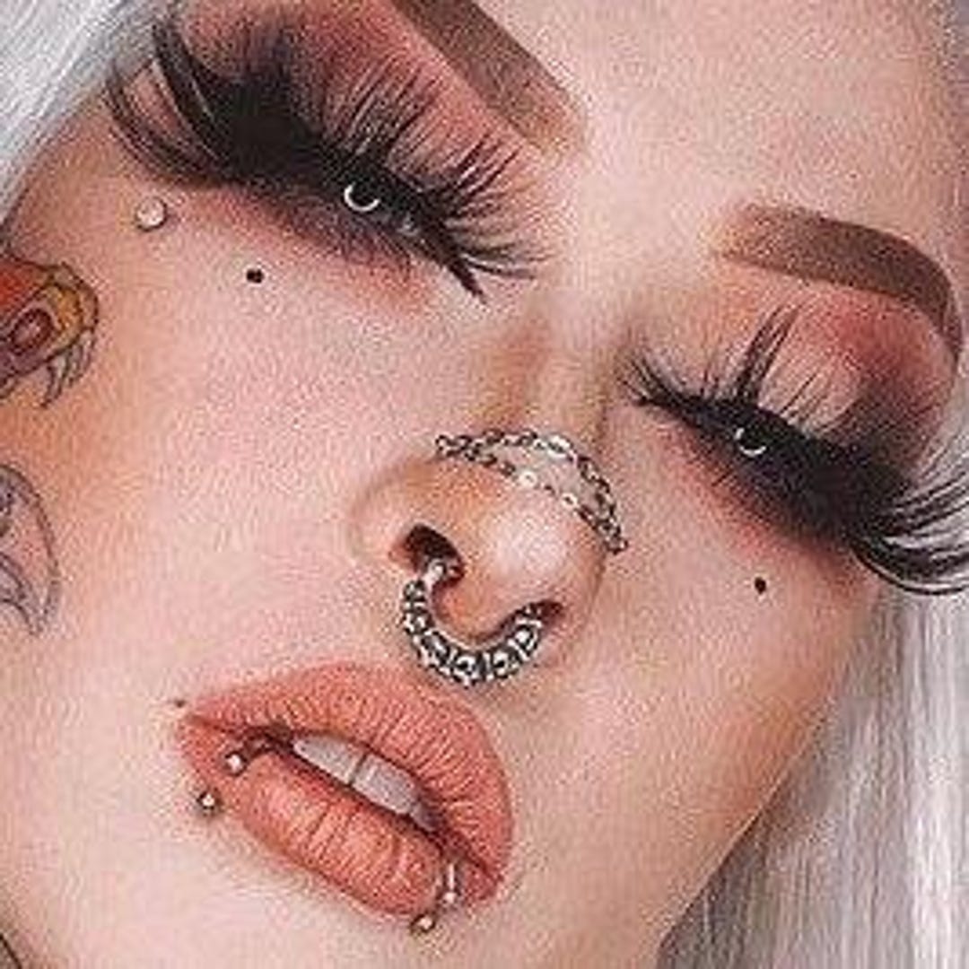 2 Style Chain Nose Chain, Double Nose Chain, Nose Piercing Chain, Nose ...