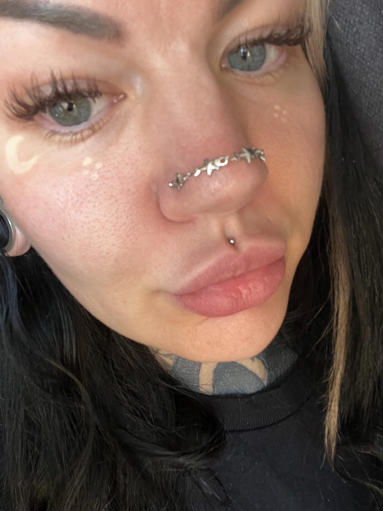 Stainless Steel Silver Star Nose Chain: Double Nostril Piercing Jewelry ...