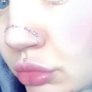 FAKE Nose Chain, Silver Nose Chain, Nose Chain, Nostril Chain, Nose ...