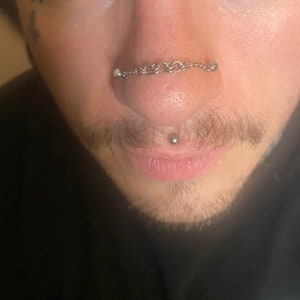 Chainmail Nose Chain, Nose Chain, Nostril Chain, Silver Nose Chain ...