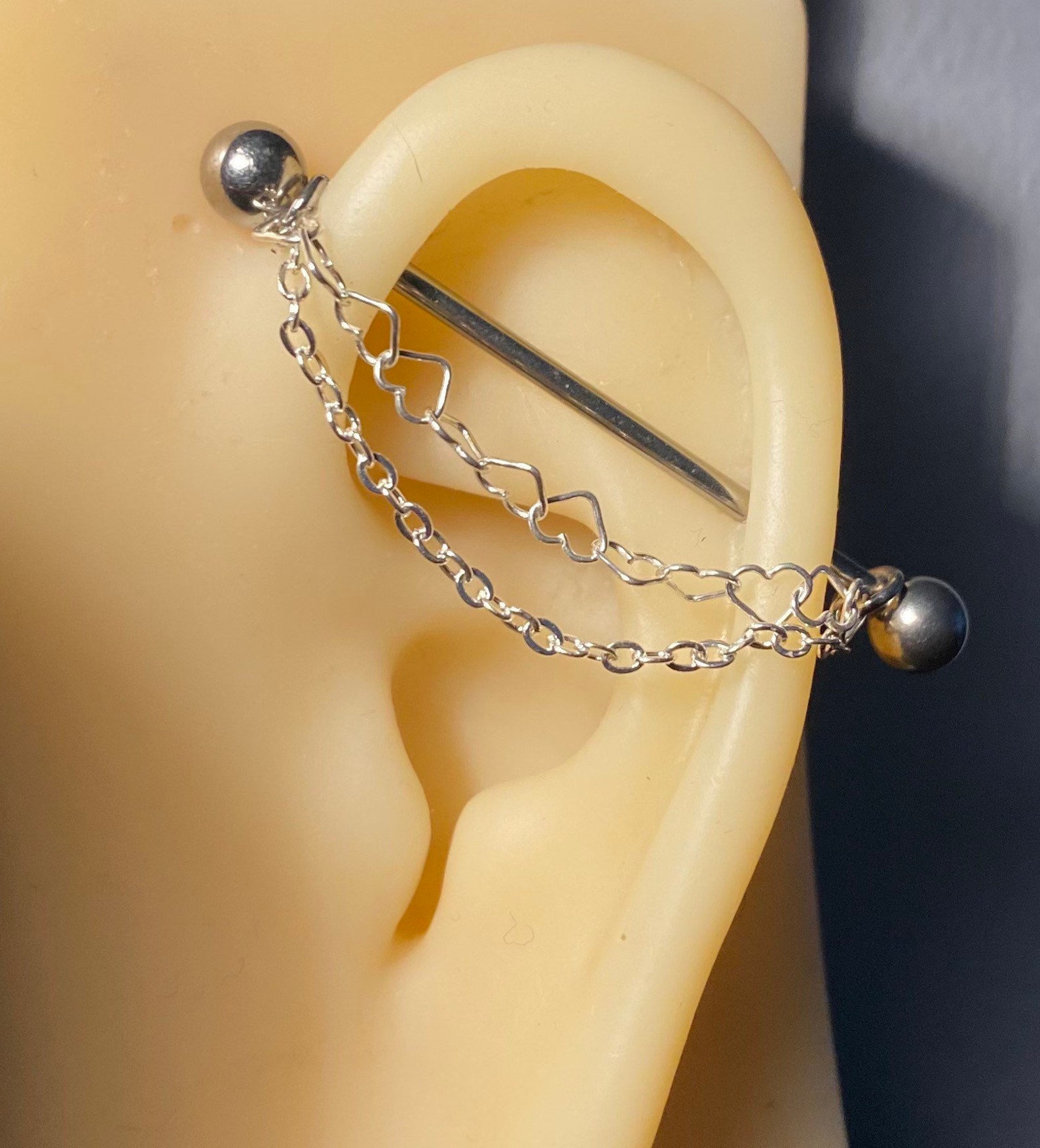 2 Style Barbell Chain Ear Piercing Chain Industrial - Etsy