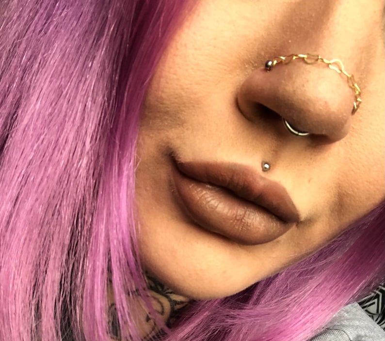 16k Gold Plated Heart Shape Nose Chain Nostril Chain - Etsy 16k Gold Plated Heart Shape Nose Chain Nostril Chain - Etsy