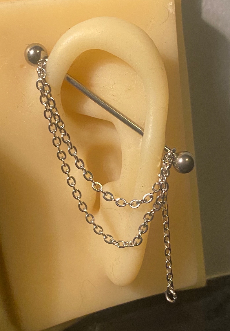 Industrial Piercing Chain: Stainless Steel Ear Scaffolding Jewelry - Etsy