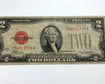 1928 D Series Two Dollar Red Note Nicely Circulated - Etsy