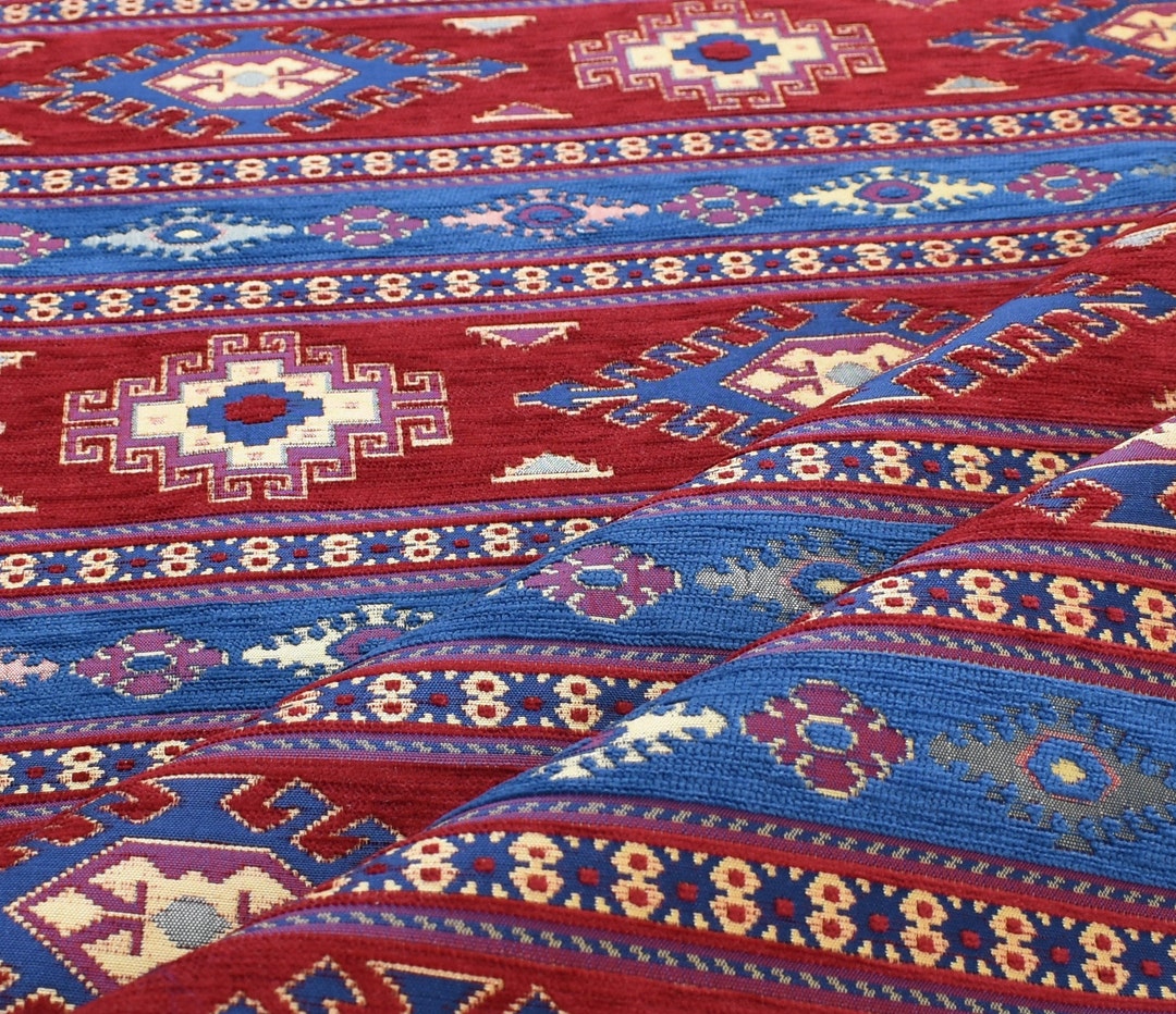 Turkish Kilim Upholstery Fabric: Bohemian Ottoman Style (55 Inch Wide ...