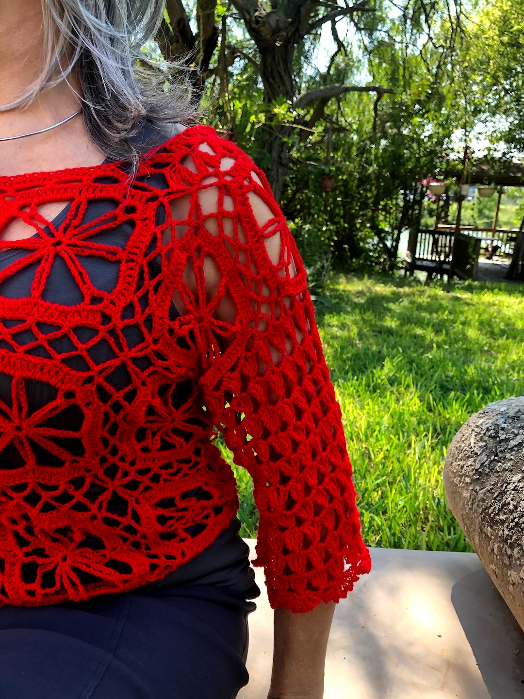 Red Crochet Top, Crochet Knitted Top, Stitched Crochet Top - Etsy