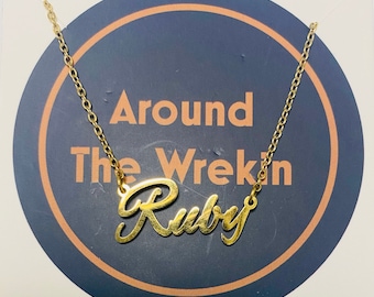 Ruby Name Necklace - Etsy
