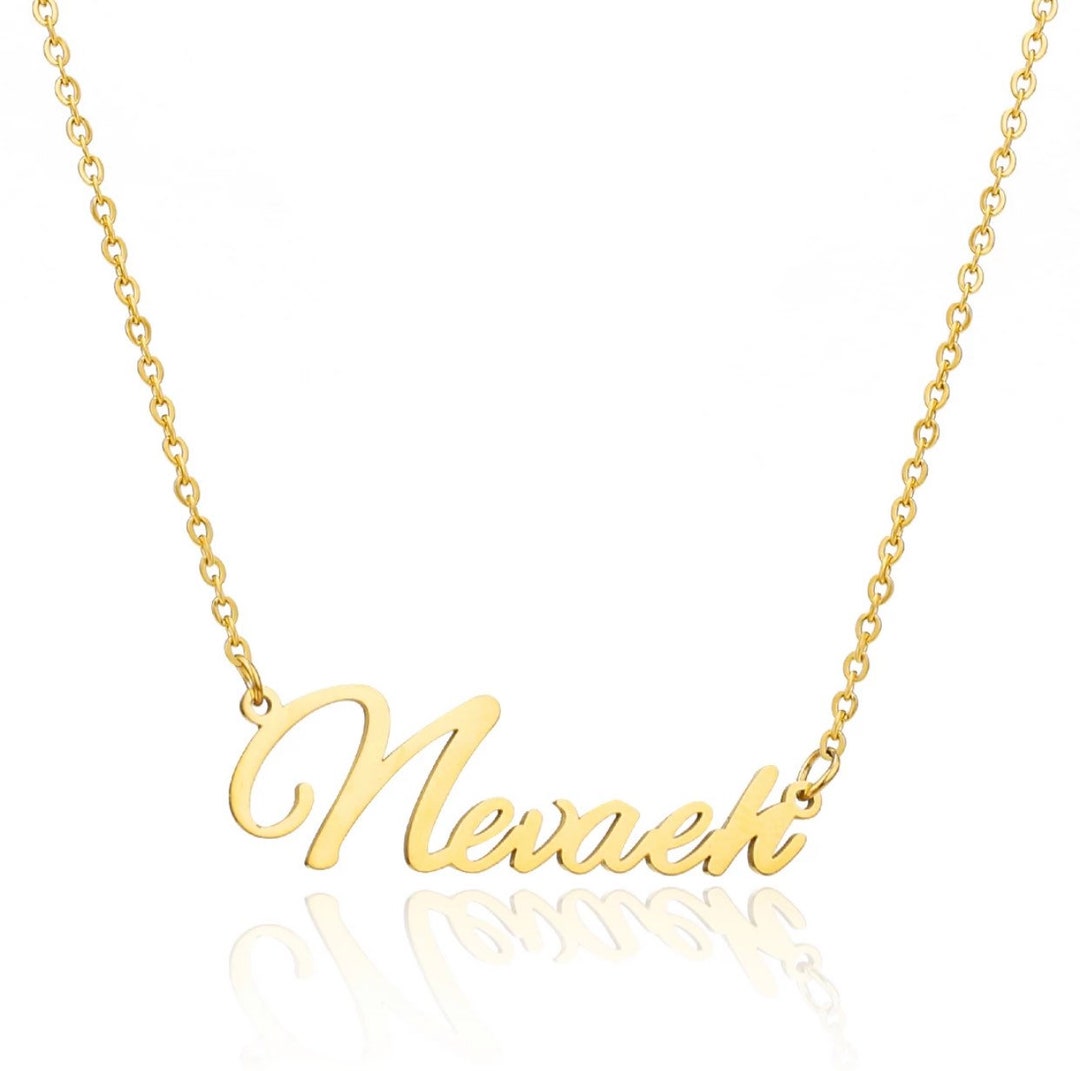 Nevaeh Stainless Steel Name Necklace in Gold - Etsy