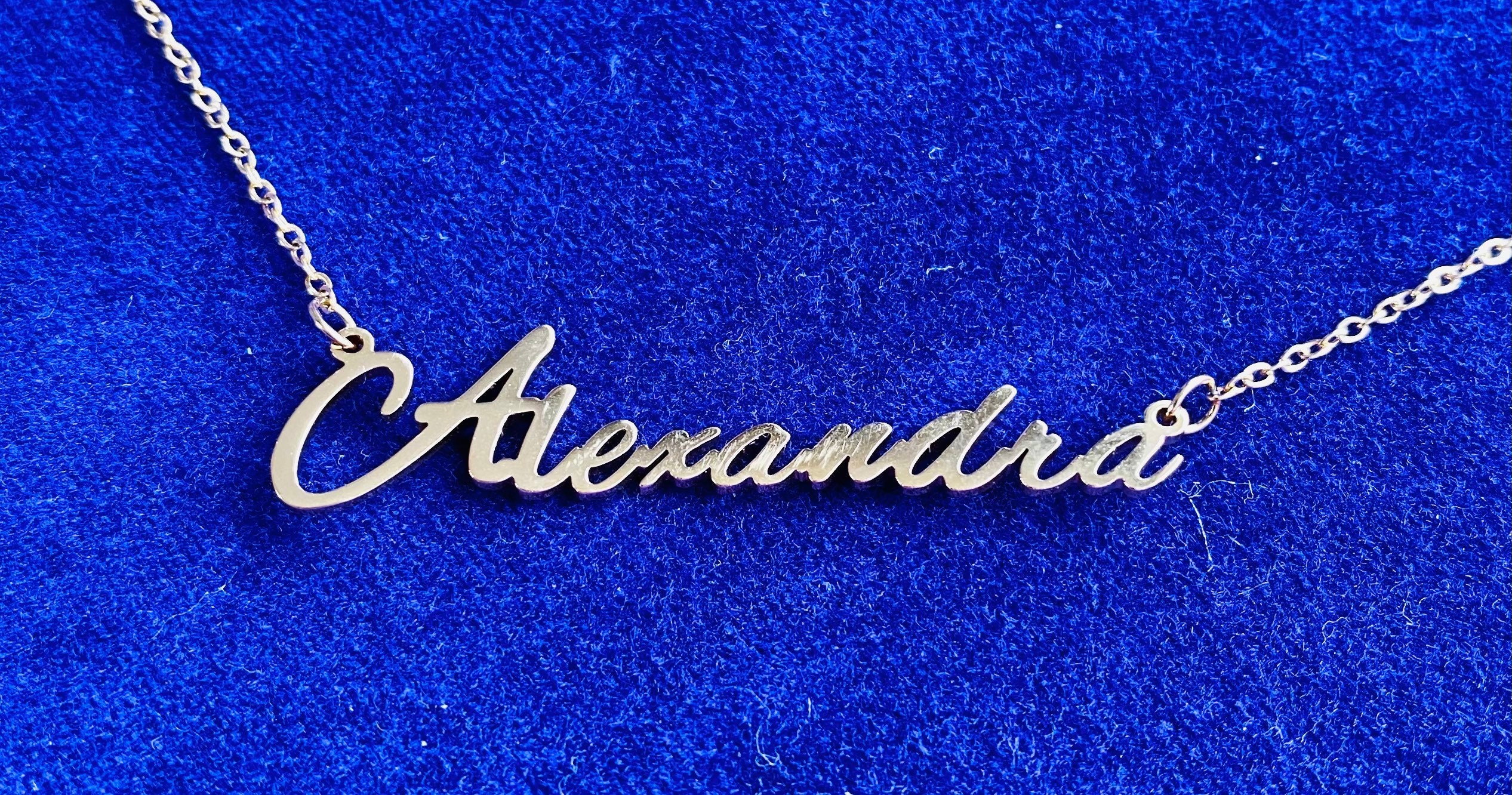 Alexandra stainless steel name necklace in gold | Etsy