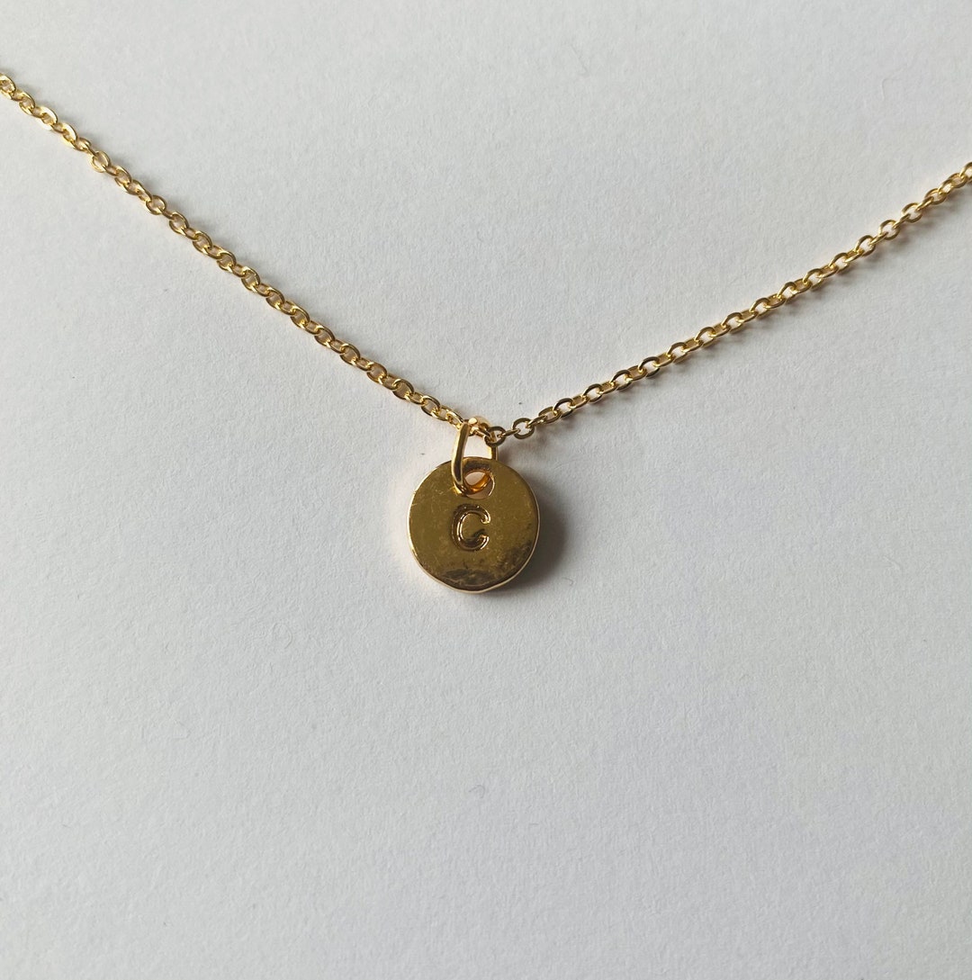 Letter C Initial Coin Necklace in Colour Gold - Etsy