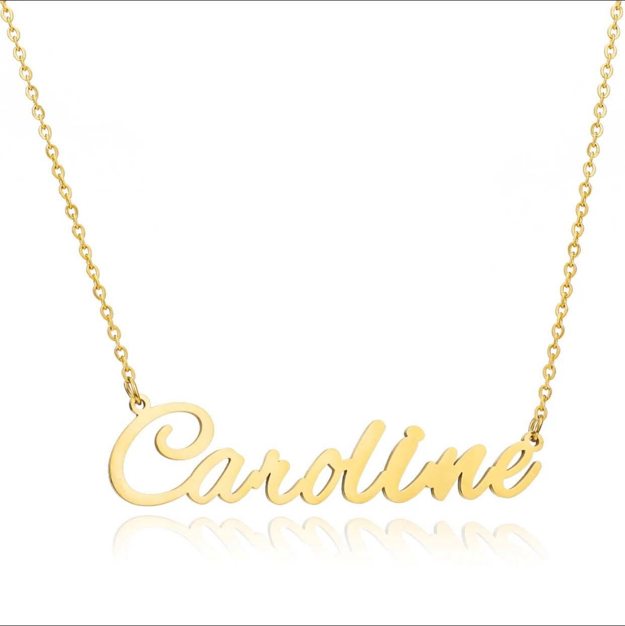 Caroline Stainless Steel Name City Necklace in Gold - Etsy UK