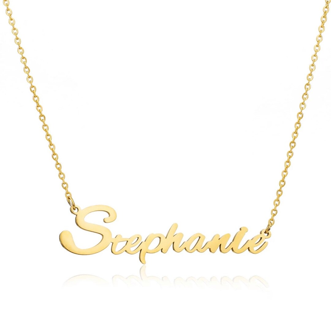 Stephanie Stainless Steel Name Necklace in Gold - Etsy