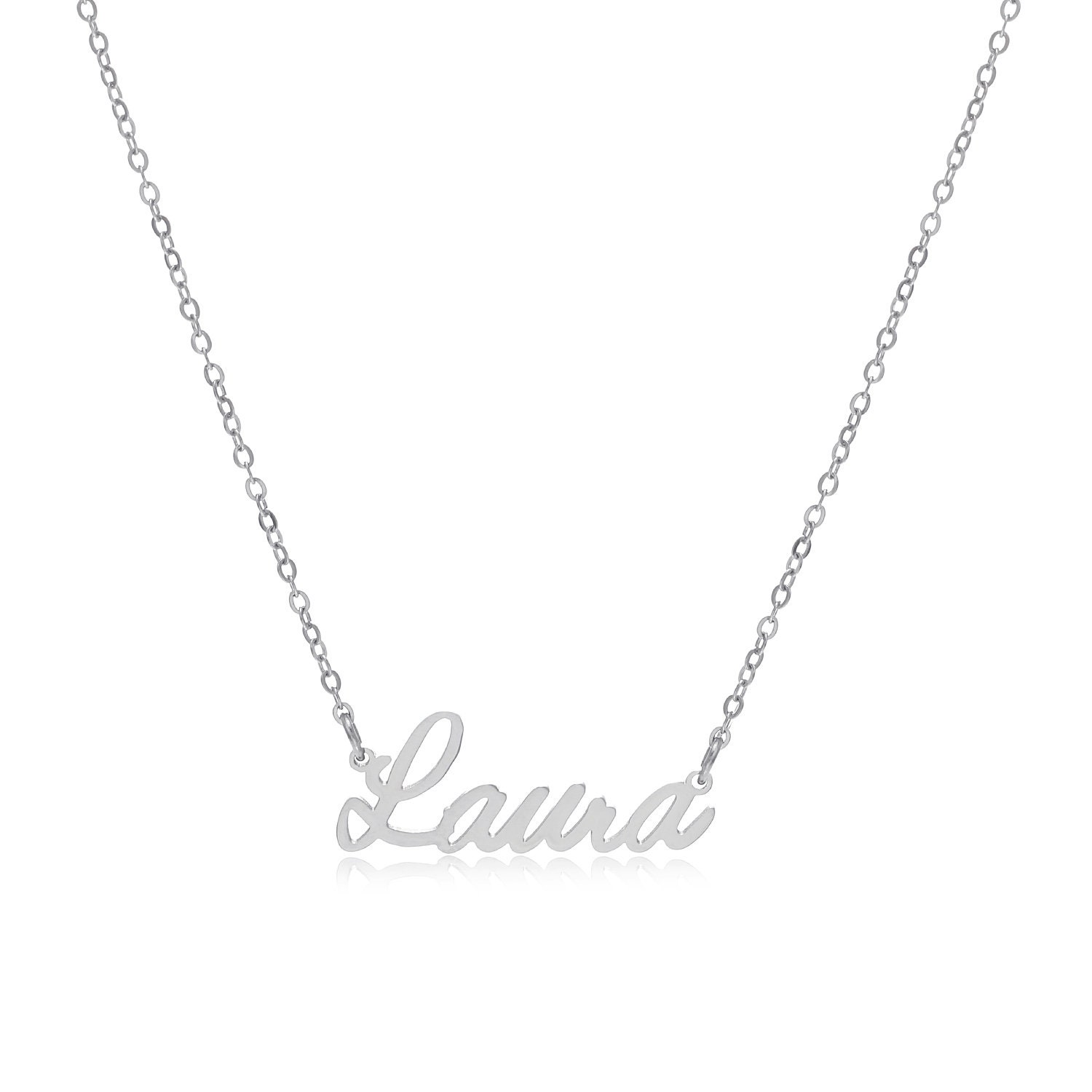 Laura Name Necklace Stainless Steel in Colour Silver - Etsy