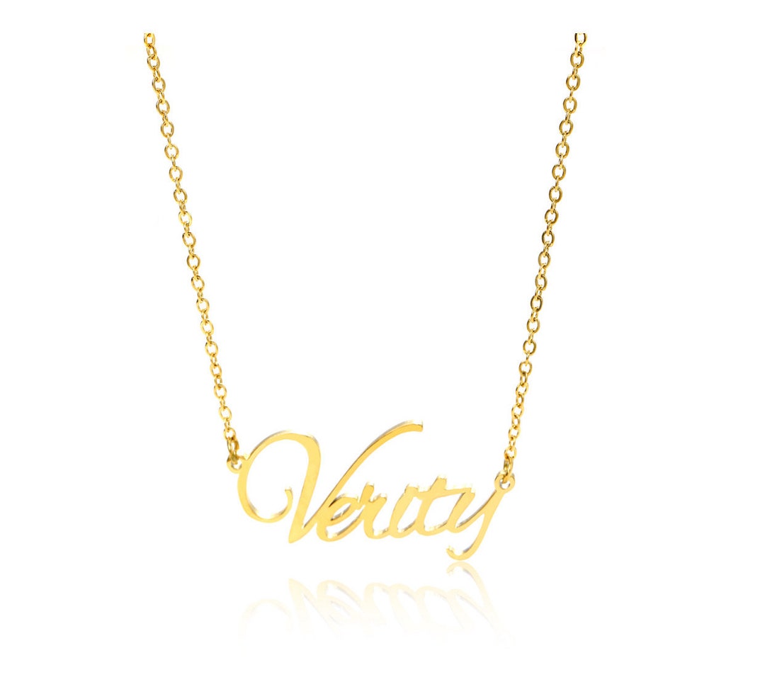 Verity Stainless Steel Name Necklace in Gold - Etsy