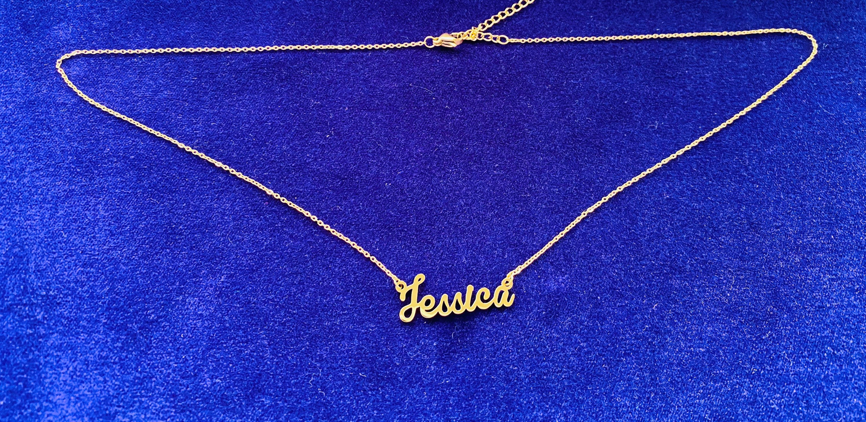 Jessica Name Necklace Stainless Steel in Colour Gold | Etsy UK