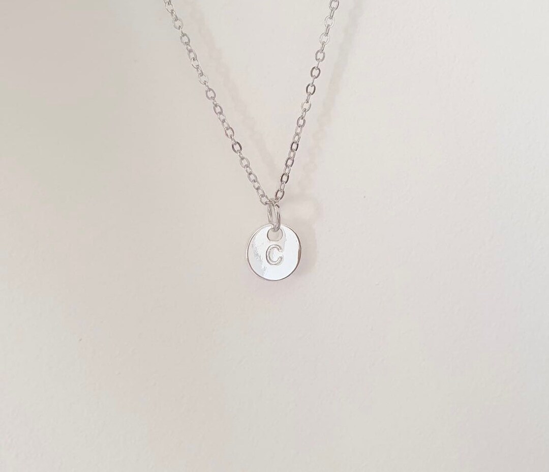 Letter C Initial Coin Necklace in Colour Silver - Etsy