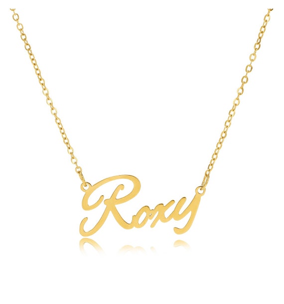 Roxy Name Necklace Stainless Steel in Colour Gold - Etsy