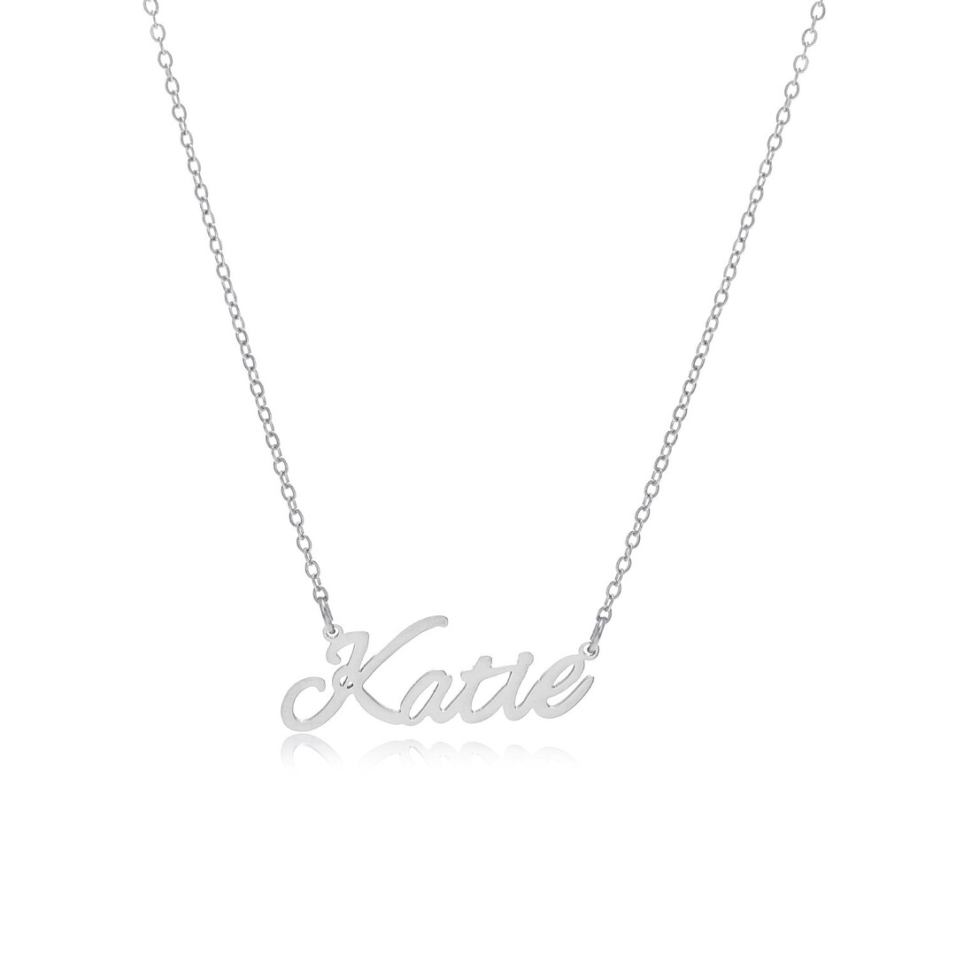 Katie Type 1 Name Necklace Stainless Steel in Colour Silver - Etsy