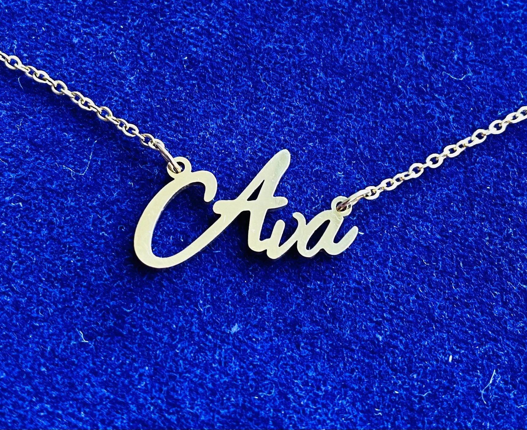 Ava stainless steel name necklace in gold | Etsy