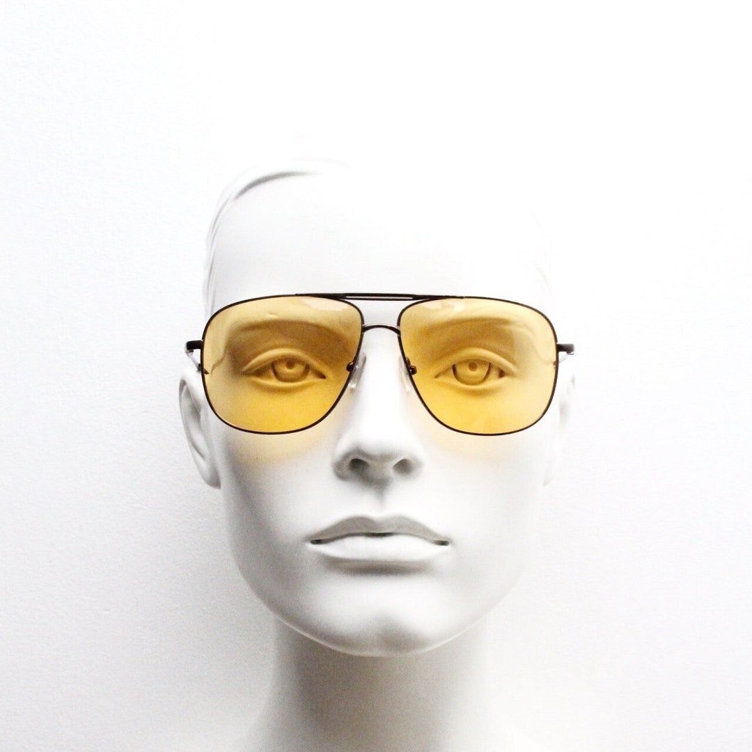 Y2K Vintage Square Aviator Sunglasses. Brown Chrome Metal Frame 70s ...