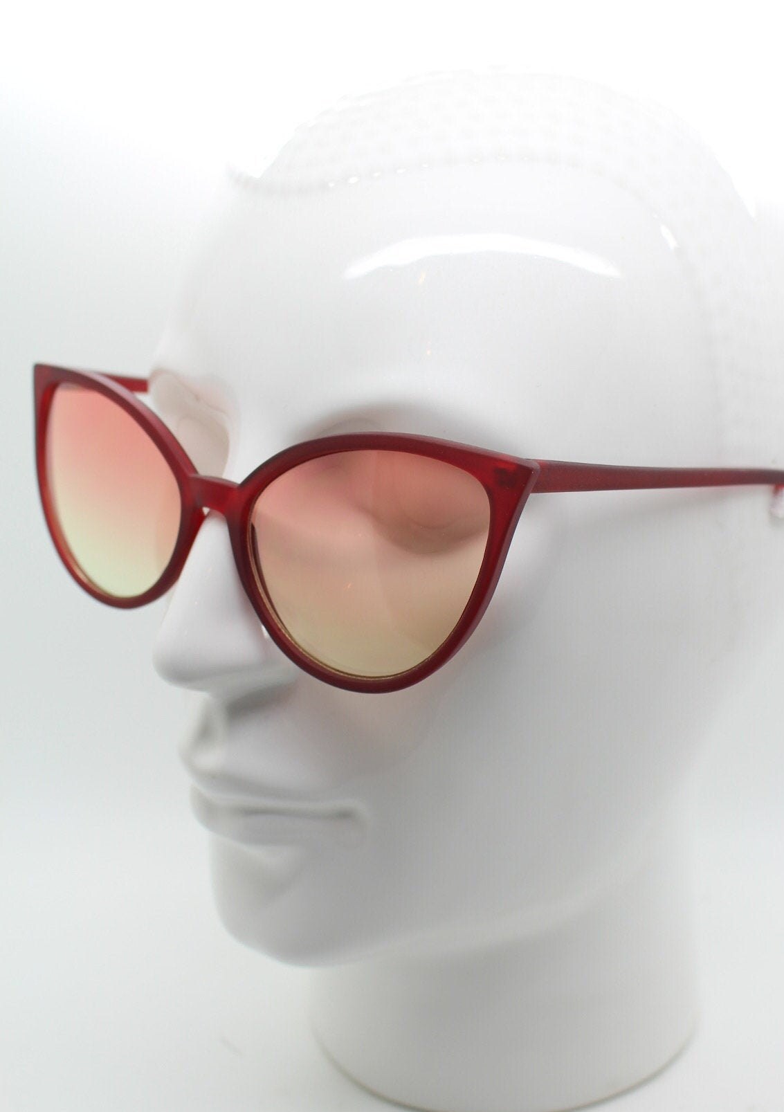 Vintage Y2K Red Pointed Cat Eye Sunglasses. 2000s Womens Rubber Finish ...