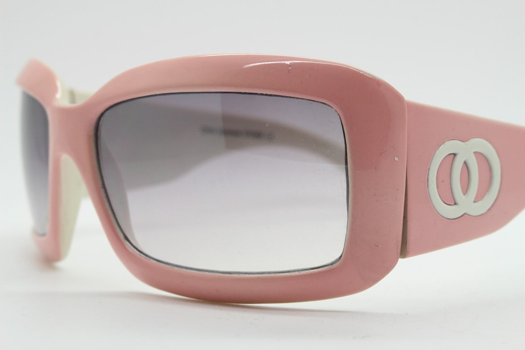 Y2k Vintage Rectangular Wrap Around Bug Eye Sunglasses. Curving Pink ...