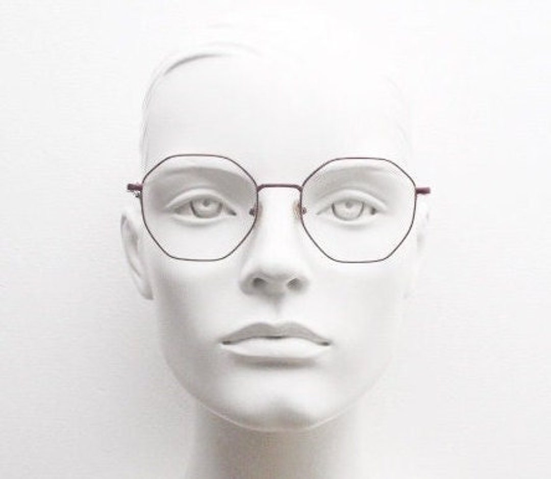 90s Red Vintage Metal Octagon Eye Glasses. Slim Wire Optical Frame in ...