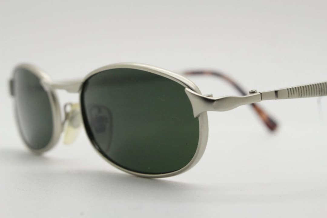 90s Vintage Rectangular Metal Sunglasses. Minimal Satin Finish Frame ...