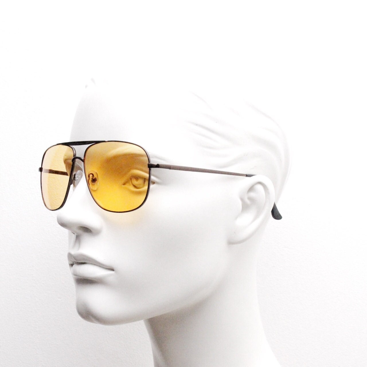 Y2K Vintage Square Aviator Sunglasses. Brown Chrome Metal - Etsy