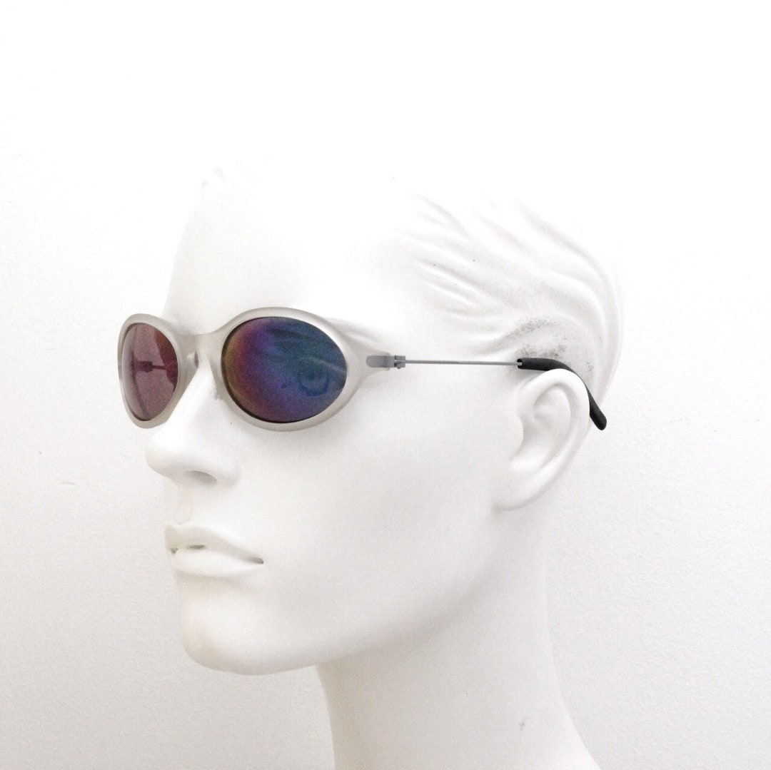 90s Vintage Futuristic Bug Eye Sunglasses. Transparent Frosted Wrap ...