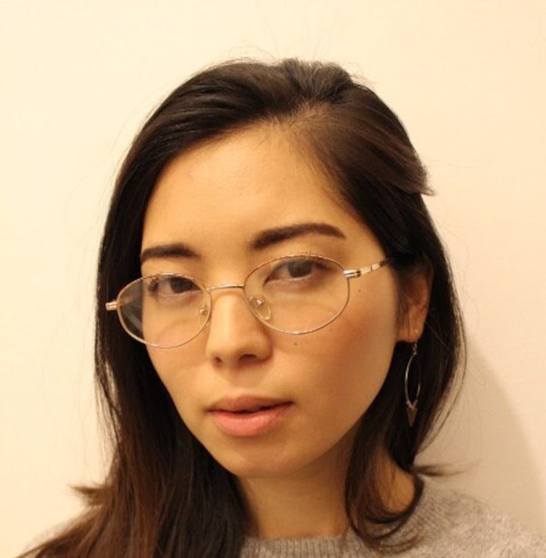 90s Vintage Oval Eye Glasses. Bright Golden Optical Frames With ...