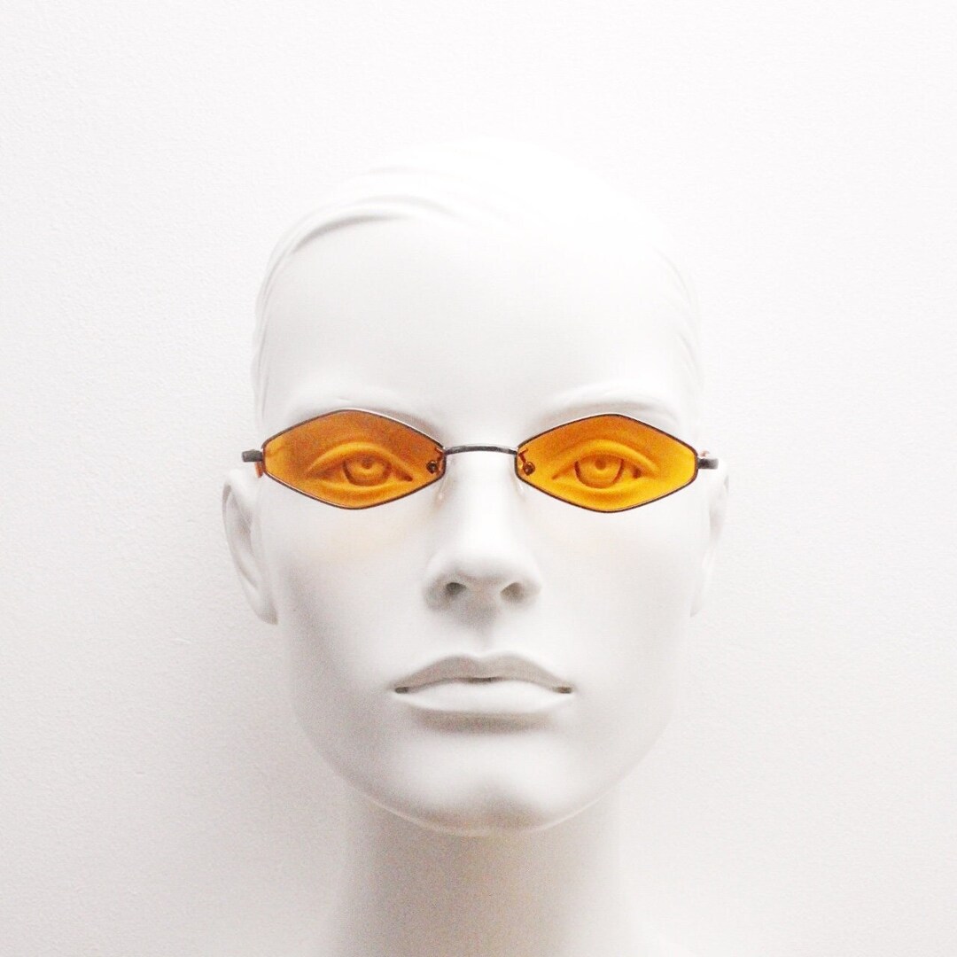 90s Vintage Small Diamond Sunglasses. Minimal Bronze Brown Psychedelic ...