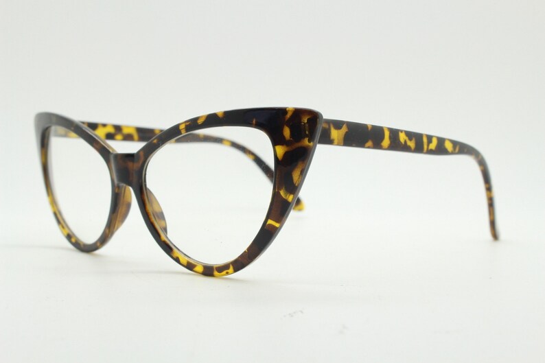 Pointed Cat Eye Glasses. Tortoise Vintage Clear Lens Optical - Etsy