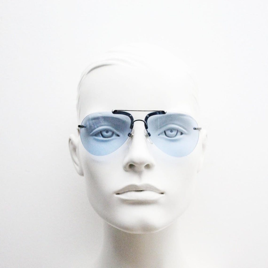 90s Vintage Small Sized Aviator Sunglasses. Minimal Grey Satin Solid ...