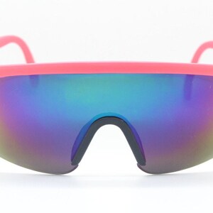 80s Vintage Visor Sports Shield Sunglasses. Pink Dayglo Brow With Wrap ...